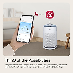 LG PuriCare 360 Air Purifiers for Home, Large and Small Room, Bedroom, Up to 2,059 ft² in 1 Hr with NanoFiber True HEPA Filter, 360 Degrees of Filtration, WiFi, Air Quality Monitor, Low Noise