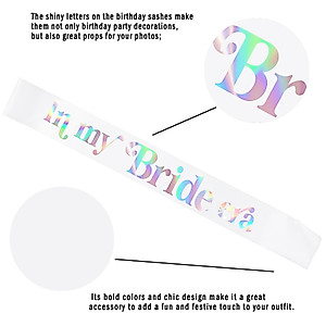 In My Bride Era Sash with Iridescent Foil, White Bride to Be Bachelorette Sash for Hen Party Bridal Shower Engagement Wedding Party Decorations Supplies Accessories Favors Gift (White+Iridescent)
