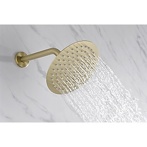 SUMERAIN Shower System with Tub Spout and Handheld Shower, Brass Rain Shower Tub Set with 8 Inches Shower Head and Rough in Valve Brushed Gold