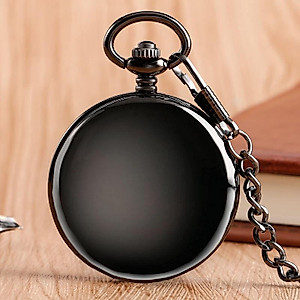 Brelsen Onyx Black Double Hunter Mechanical Pocket Watch