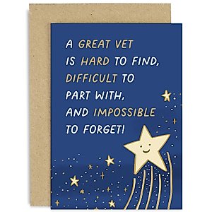 Old English Co. Cute Thank You Card for Vet - Great Vet Star Card - Thank You Card for Pet Owner, Dog, Cat - Special Thank You Card | Blank Inside with Envelope