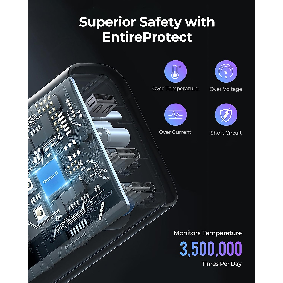 AMEGAT 140W USB C Charger, PD3.1 PPS 3-Port Fast GaN III Laptop Wall Charger, Foldable Plug Power Adapter for MacBook Pro 16'', Dell XPS, iPad Pro, iPhone 15 Pro, Galaxy, Chromebook(with 240W Cable)