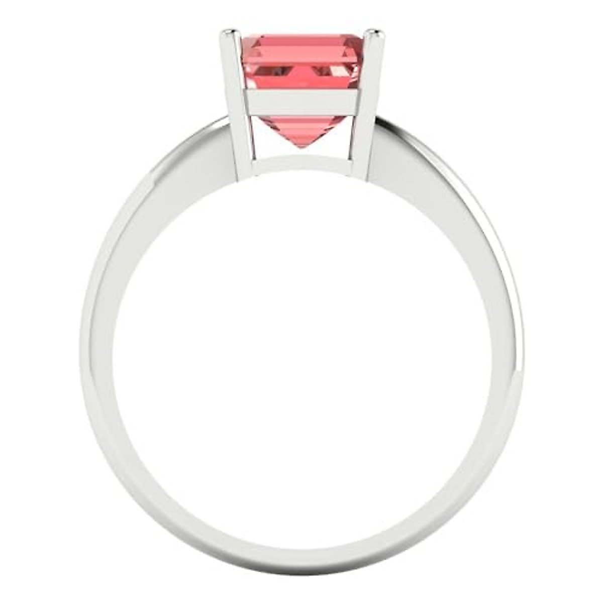 Clara Pucci 2.0 ct Asscher Cut Solitaire Natural Garnet Bridal Designer Anniversary Engagement Ring 14k White Gold