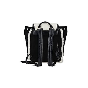 BEARPAW Women's Vintage Drawstring Flap Backpack/Bookbag for Laptop, School, College Students, Office, and Travel - Cute Fashion Backpack, Black Multi