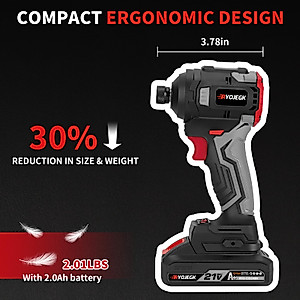 RYOJEGK Compact Cordless Impact Driver Set,1/4”Hex Chuck 250Nm(185 Ft-lbs) Brushless Impact Drill/Driver With 4-Speed,2.0Ah Battery,24PCS Set of Accessories, llave De Impacto Eléctrica for Home & Auto