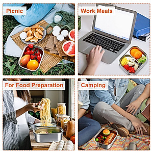 Romooa Stainless Steel Bento Boxes with Airtight Valve and Handle, Set of 2 Leakproof Metal Lunch Containers, 1600ml Capacity, BPA Free, Dishwasher Safe