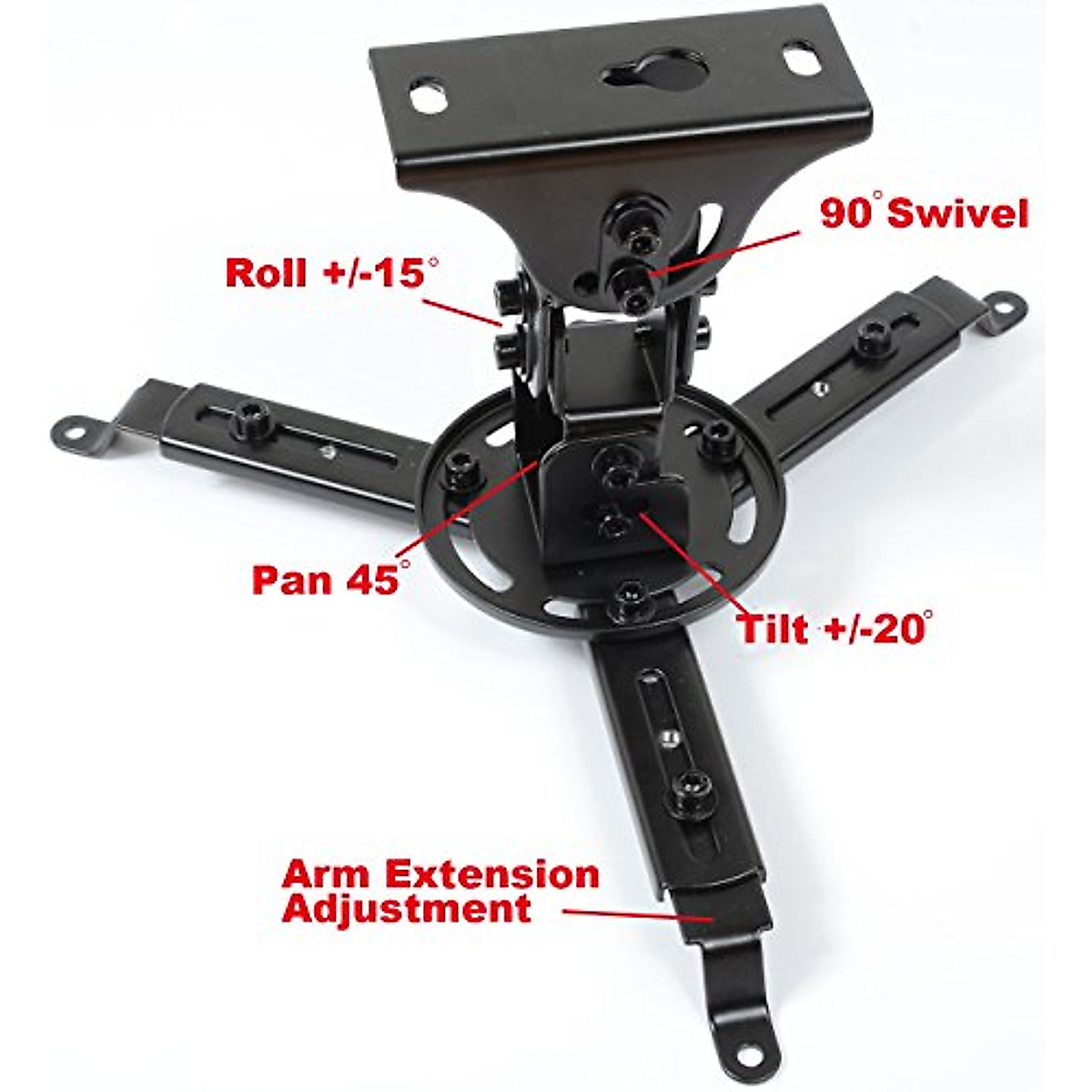 VideoSecu LCD DLP Tilt Swivel Sloped Projector Ceiling Mount Bracket Fit Flat and Vaulted Ceiling PJ1B WU7