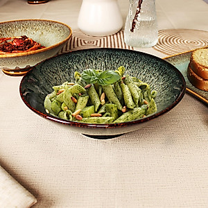 jinsongdafa Ceramic Japanese Ramen Noodle Soup Bowl Set of 2 - For Ramen, Pho,Soup,Salad, pasta, Asian Dishes,Udon noodles,Chinese Large Ramen Bowl - Microwave dishwasher oven safe, Black 8.2 Inch