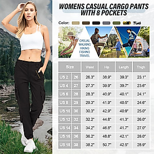 Alfiudad Womens Cargo Pants with Pockets, Women's Casual Military Army Hiking Combat Tactical Work Pants Trousers,Black,27(US 4)