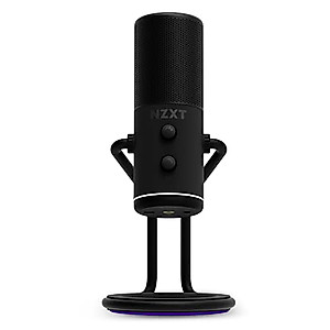 NZXT Capsule - AP-WUMIC-B1 - USB Cardioid Streaming, Gaming & Podcasting Microphone - Crystal Clear Voice Clarity - Built-in Shock Absorber - Easy Boom Arm Mounting - Twitch, Discord, YouTube - Black
