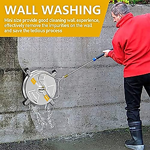 EVEAGE 13.7" "Viper Surround Pressure Washer Surface Cleaner with 4 Wheels Stainless Steel Washer Surface Cleaner & Unique Bending Rod Design 2 Nozzels for Cleaning Driveway, Sidewalk, Max 4000PSI