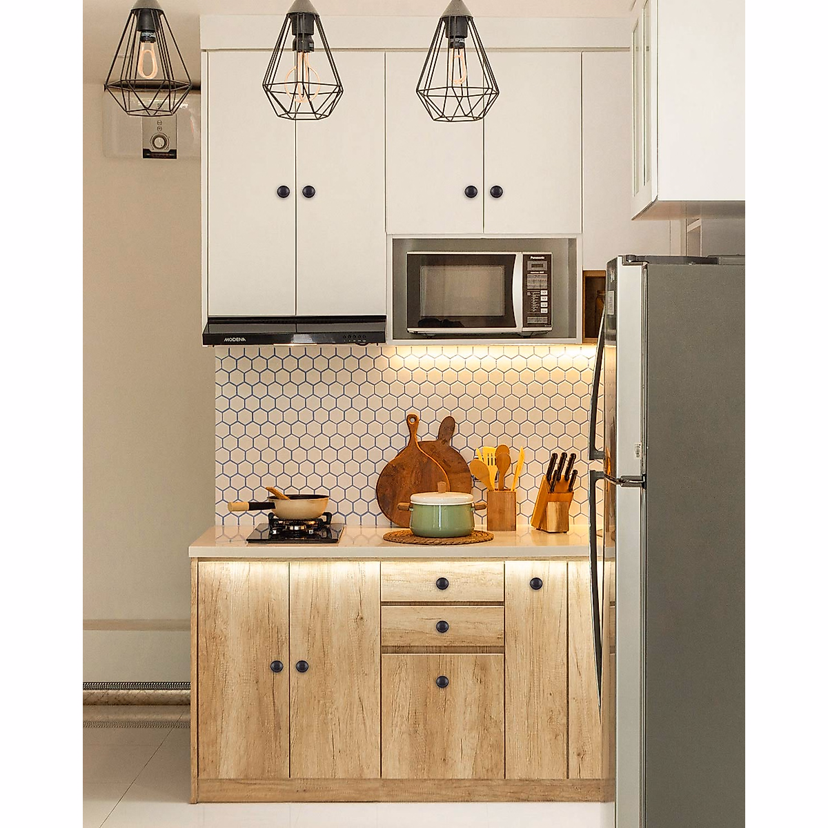 MoHern Black Cabinet Knobs, 30 Pcs 1-1/5 inch Kitchen Cabinet Drawer Hardware Knobs