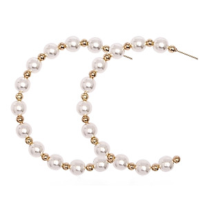 Fashion jewelry designer large statement immitation faux pearl classic round shape hoop earrings for women