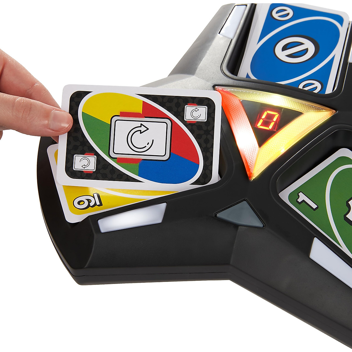 Mattel Games UNO Triple Play Card Game for Family Night with 3 Discard Piles, Lights & Sounds, Special Stealth Mode