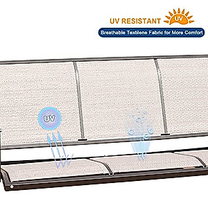 GOLDSUN 3 Person Outdoor Weather Resistant Patio Glider Swing Hammock Chair w/ Utility Tray & Sunshade Canopy for Patio, Garden, Deck, or Pool, Taupe