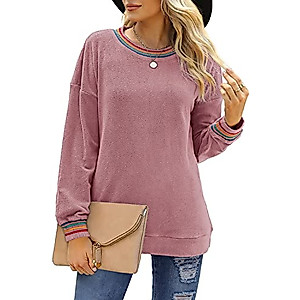 Womens Sweaters for Leggings, Long Sleeve Tee Shirts for Women Pink XL