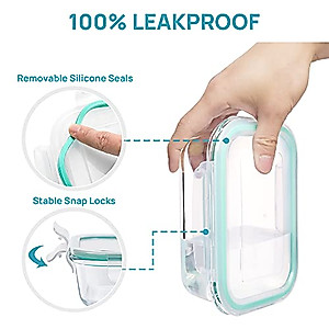 Vtopmart 8 Pack Glass Food Storage Containers with Lids, Glass Meal Prep Containers, Airtight Glass Bento Boxes with Leak Proof Locking Lids, for Microwave, Oven, Freezer and Dishwasher, BPA Free