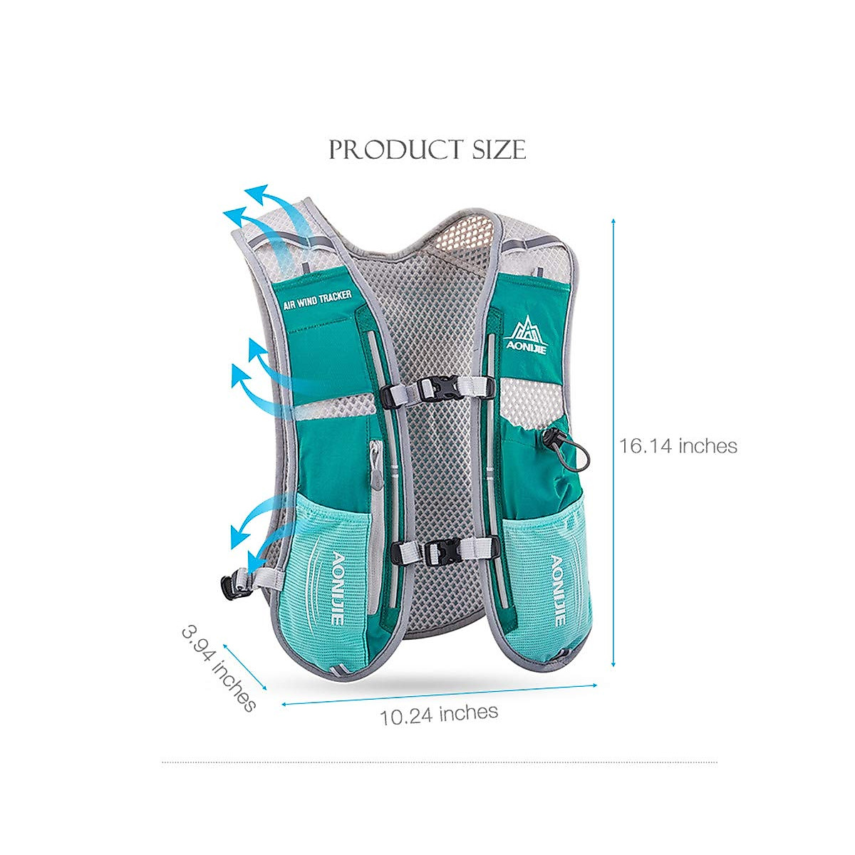 Win.Deeper 5L Lightweight Running Backpack Outdoor Sports Trail Racing Marathon Hiking Fitness Bag Hydration Vest Pack (Black + 500ML Water Bottle)