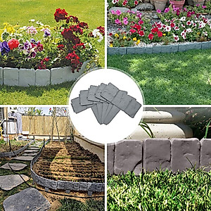 Fonzci 10Pcs Garden Plastic Fence Edging Garden Lawn Edging Plant Border Lawn Fence Stone Effect Fence Stone Edging for Walkways Landscape Garden Patio