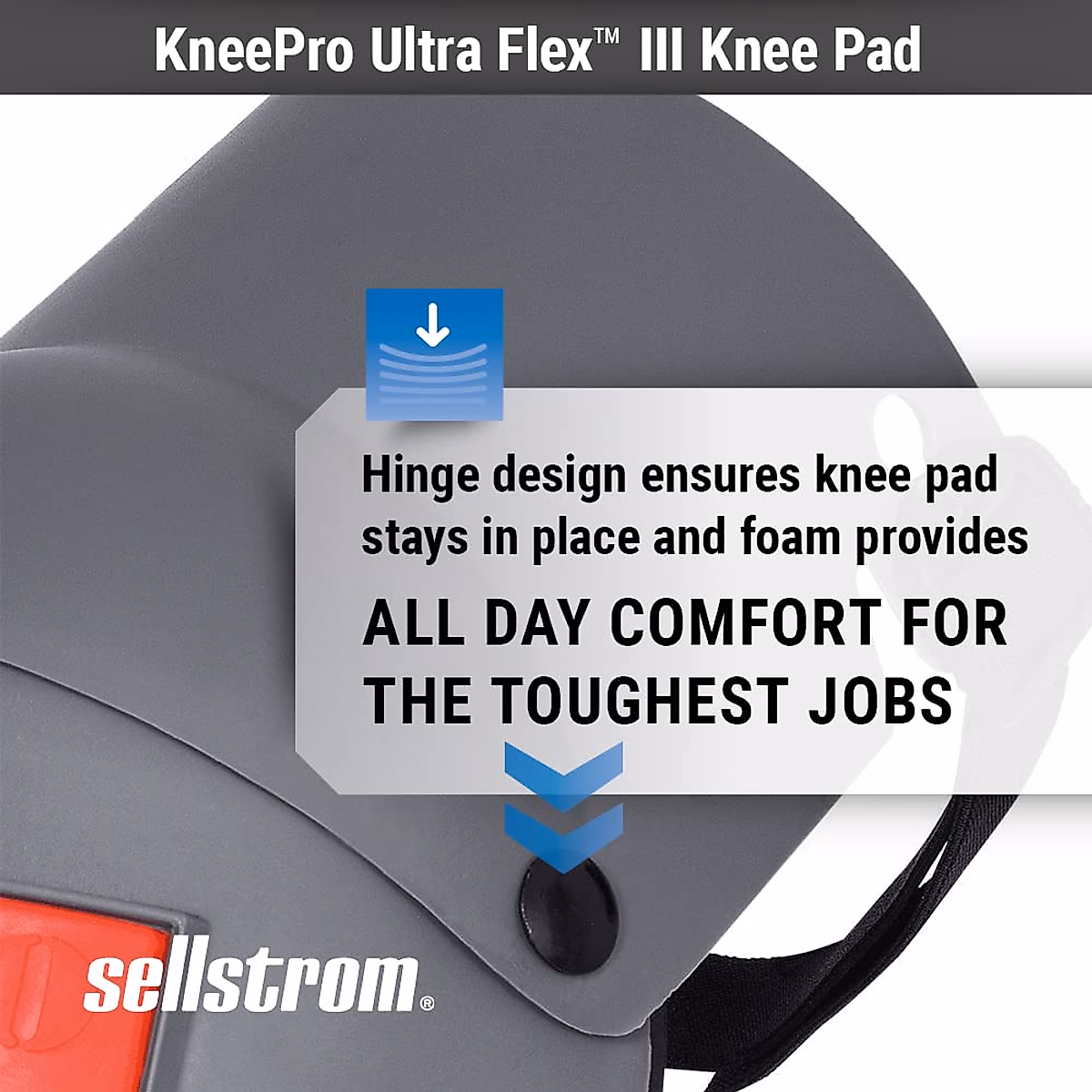 Sellstrom Ultra Flex III KneePro Knee Pads for Construction, Gardening, Flooring (Orange/Gray and Black)