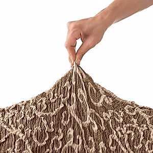 PAULATO BY GA.I.CO. Recliner Loveseat Cover - Reclining Slipcover - Soft Fabric Slipcover - 1-Piece Form Fit Stretch Protector - Jacquard 3D - Reclining Loveseat - Brown Arabesco (Recliner Cover)