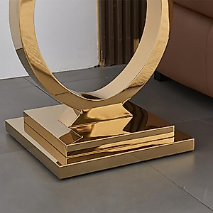 Maotifeys Small Black Marble End Table, Gold Pedestal Base, Mid Century Modern Accent Table for Living Room & Bedroom