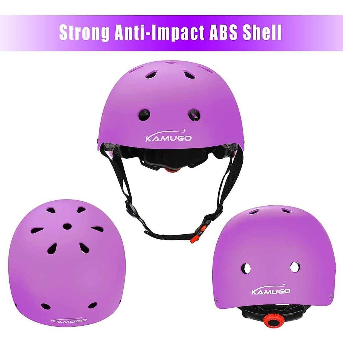 KAMUGO Kids Adjustable Helmet, Suitable for Toddler Kids Ages 8-14 Boys Girls, Multi-Sport Safety Cycling Skating Scooter Helmet (Purple, Medium)