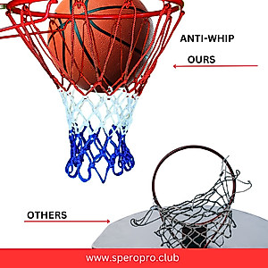 SperoPro Basketball Net - 7.16 Oz Professional Basketball Net Replacement Outdoor All Weather Anti Whip - Heavy Duty Basketball Hoop Net Replacement for Indoor or Outdoor Rim