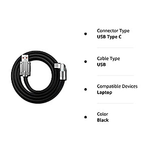 Recyphi Chubby Gamer 180° Rotating Fast Charge Cable USB to C Cord LED Flexible Rotary Connector Durable Thick Rubber Safety Charging, Laptop