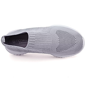 LANCROP Women's Lightweight Walking Shoes - Casual Breathable Mesh Slip On Sneakers Wide 6.5 US, Label 37 Grey