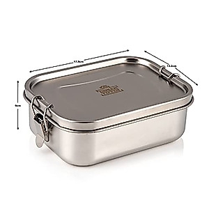 Indian-Tiffin Stainless Steel Large Single Layer Rectangular LunchBox (Medium)