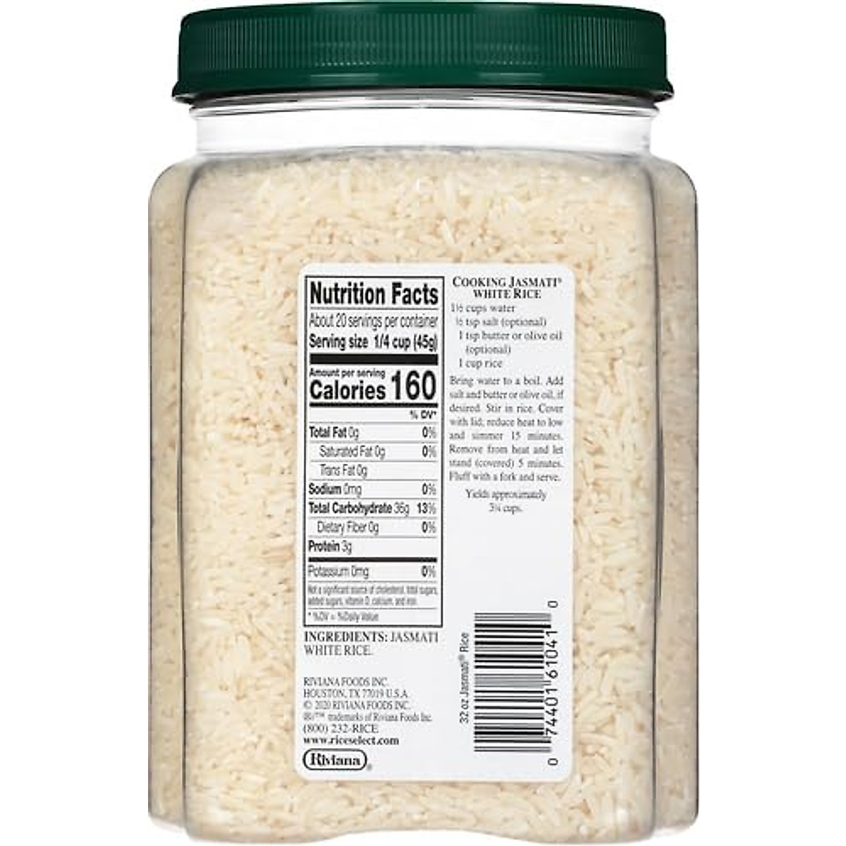 RiceSelect Jasmati Rice, Long-Grain Jasmine Rice, Premium Gluten Free Rice, Non-GMO, 32 Ounce Jar