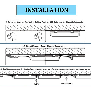 T5 LED Light Fixture 1ft 580lm 5W Frosted Cover, Under Cabinet Lighting, 6500k Cool White, Workbench and Utility Shop Lights, Corded Electric with Built-in ON/Off Switch (Pack of 2)