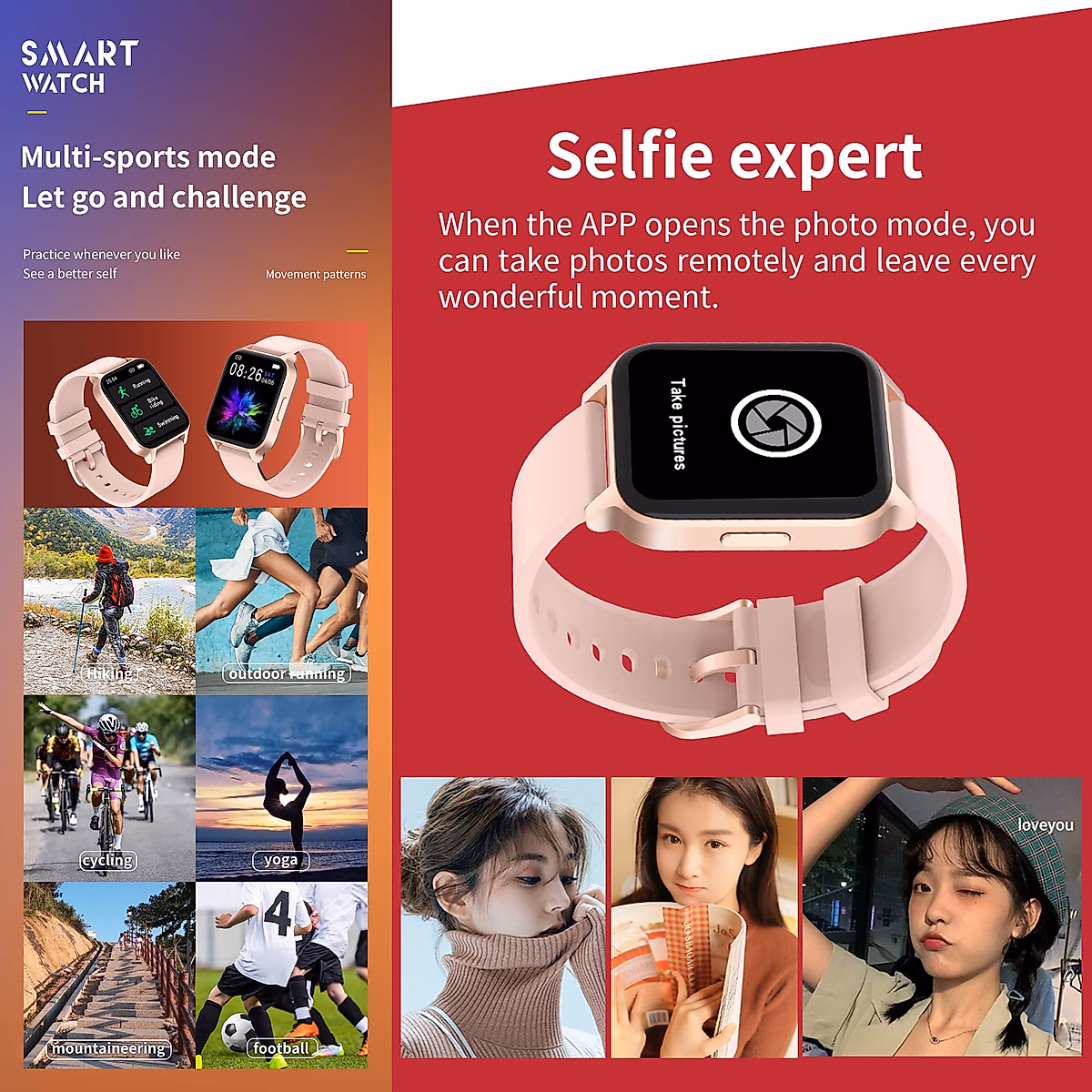 DREAMWIN Smart Watches for Men Women, 2022 HD LCD Smart Watch for Android Phones and iPhone Compatible, Waterproof Fitness Smartwatch with Sleep Tracker, Heart Rate, Blood Oxygen Monitor (Pink)