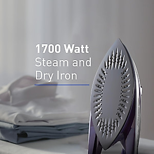 Panasonic Dry and Steam Iron with Alumite Soleplate, Fabric Temperature Dial and Safety Auto Shut Off – 1700 Watt Multi Directional Iron – NI-W950A, Purple