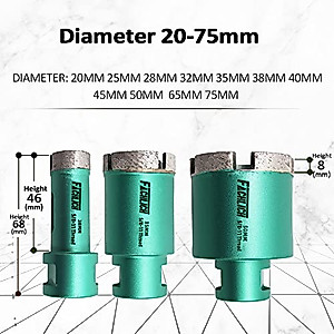 FACHLICH Diamond Core Drill Bits - 1" Granite Hole Saw 2pcs 25mm Wet Drilling for Marble,Granite,Artificial Stone,Brick, Limestone