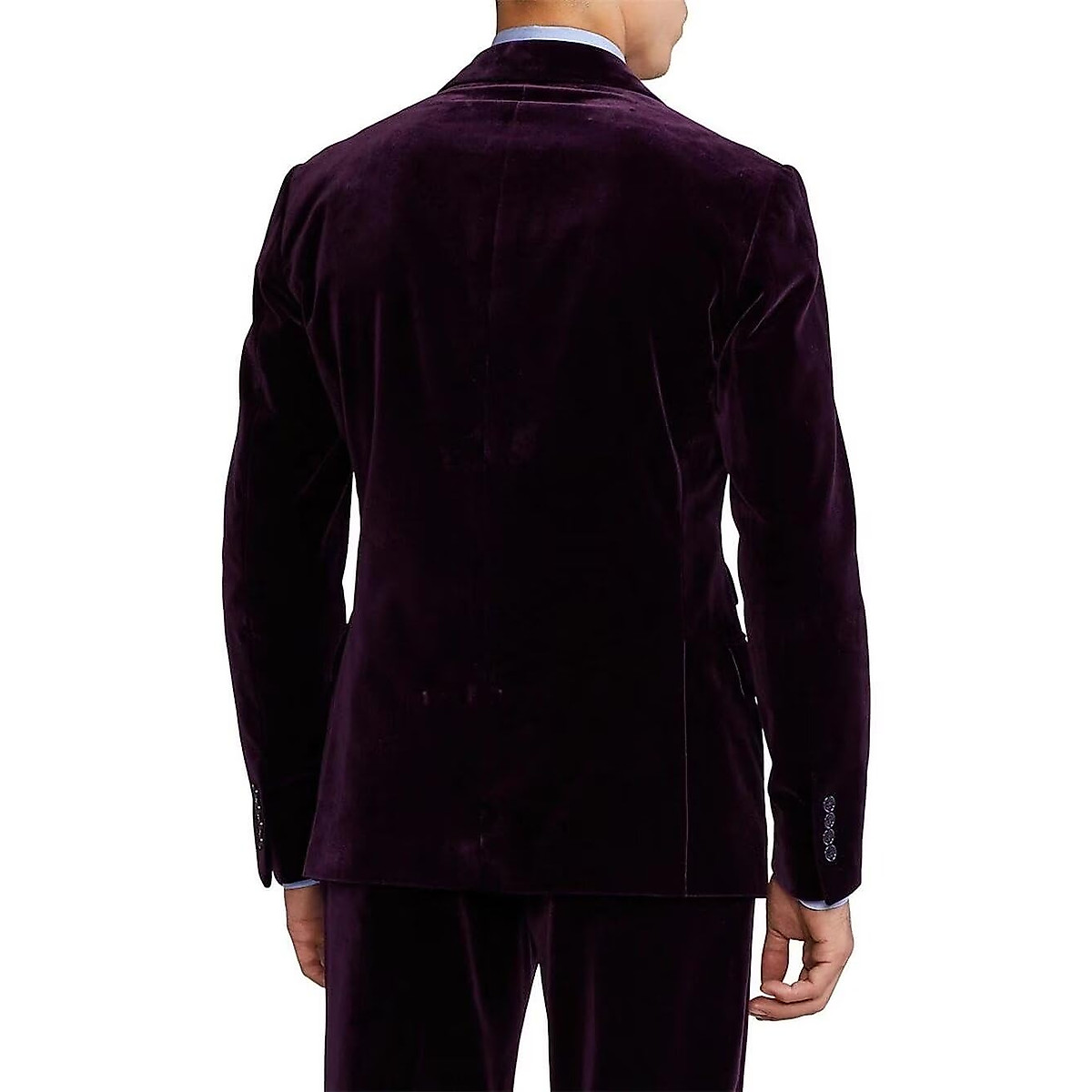 Men's Slim Fit Velvet Blazer Tuxedo 2 Piece Double Breasted Suits for Wedding Prom Grey Size M