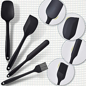 HFLYJPYW Spatulas Set of 6, Food Grade Silicone Spatulas Rubber Heat Resistant, Stainless Steel Core, Kitchen Utensils Nonstick for for Cooking, Baking and Mixing (Black)