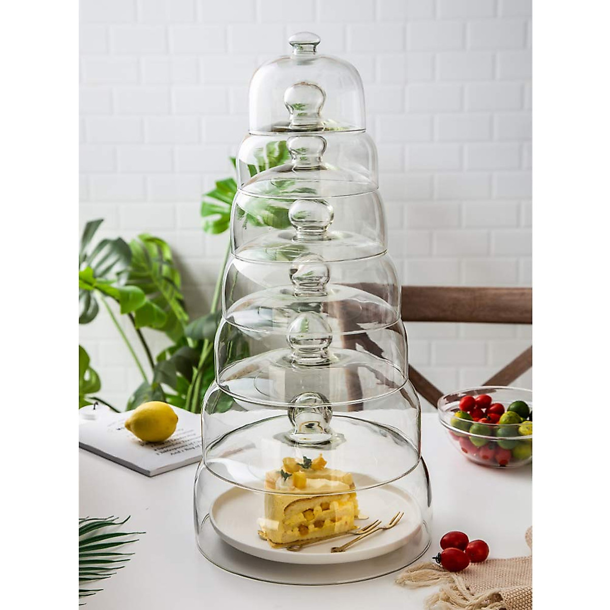 Cabilock 1pc Transparent Cloche Dome Glass Cheese Dome Dessert Cloche Cover Decorative Cake Cover Cupcake Cover Clear Desert Cloche Clear Cloche Cake Dome Cover Food Micro-wave Oven