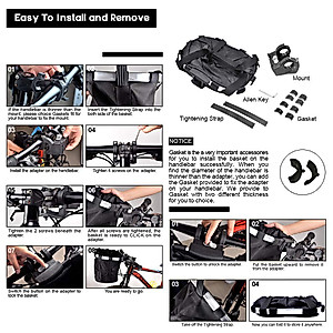 GLE2016 CZXJKKL Bike Basket, Foldable Small Pet Cat Dog Carrier Front Removable Bicycle Handlebar Basket Quick Release Easy Install Detachable Cycling Bag Mountain Picnic Shopping