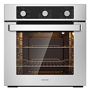Single Wall Oven, thermomate 24" Built-in Electric Oven with 5 Cooking Functions, 2.79 Cu.ft. Electric Wall Ovens with Stainless Steel Finish, Mechanical Knobs Control, ETL Certified
