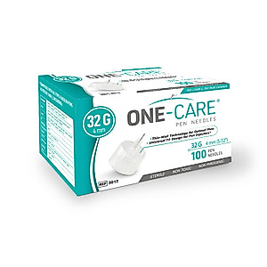 MediVena ONE-CARE Pen Needles 32G x 4 mm (5/32’’), 100/bx, Ultra-Thin for Comfortable Insulin Injection