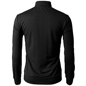 H2H Mens Active Slim Fit Track Lightweight Jacket Zip-up Long Sleeve BLACK US 2XL/Asia 3XL (CMOJA0103)