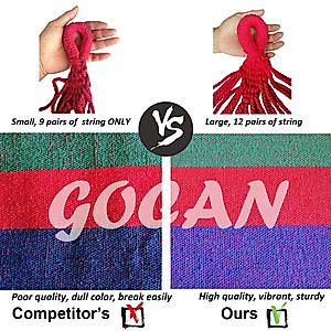 GOCAN Brazilian Double Hammock 2 Person Extra Large 220x160cm Total Length 330cm Load 500lb Canvas Cotton Hammock for Patio Porch Garden Backyard Lounging Outdoor and Indoor(Rainbow) XXL