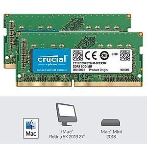 Crucial RAM 64GB Kit (2x32GB) DDR4 2666 MHz CL19 Memory for Mac CT2K32G4S266M, Multicolor
