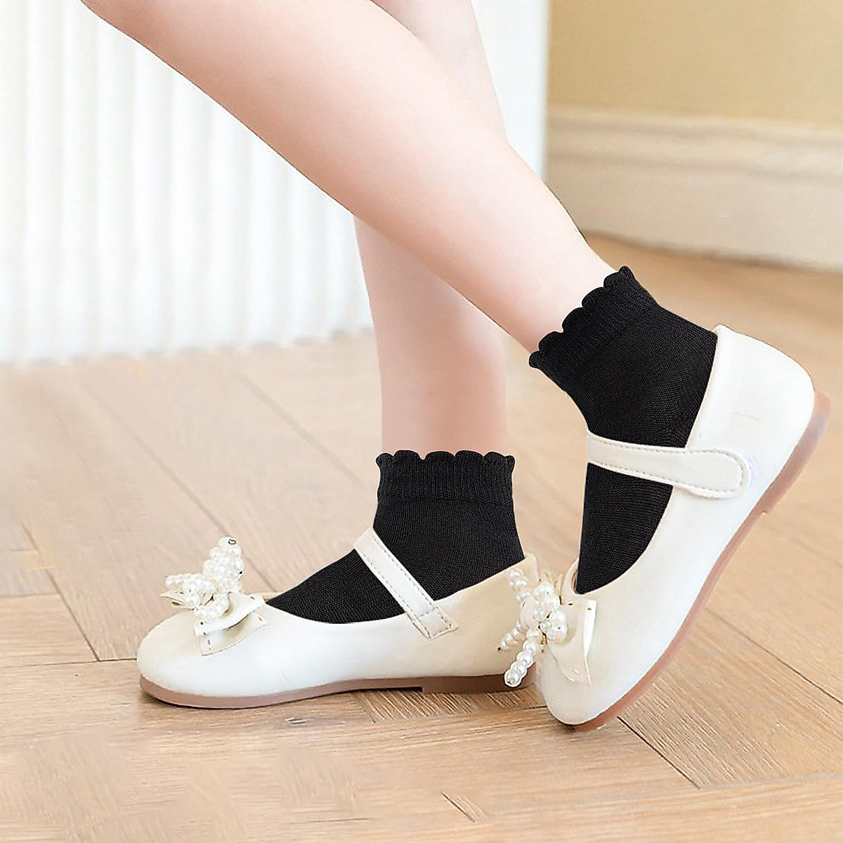Looching 6 Pack Toddler Baby Girls Boys No Show Ankle Socks Cotton White Mesh Thin Low Cut Socks Kids 1-3Years