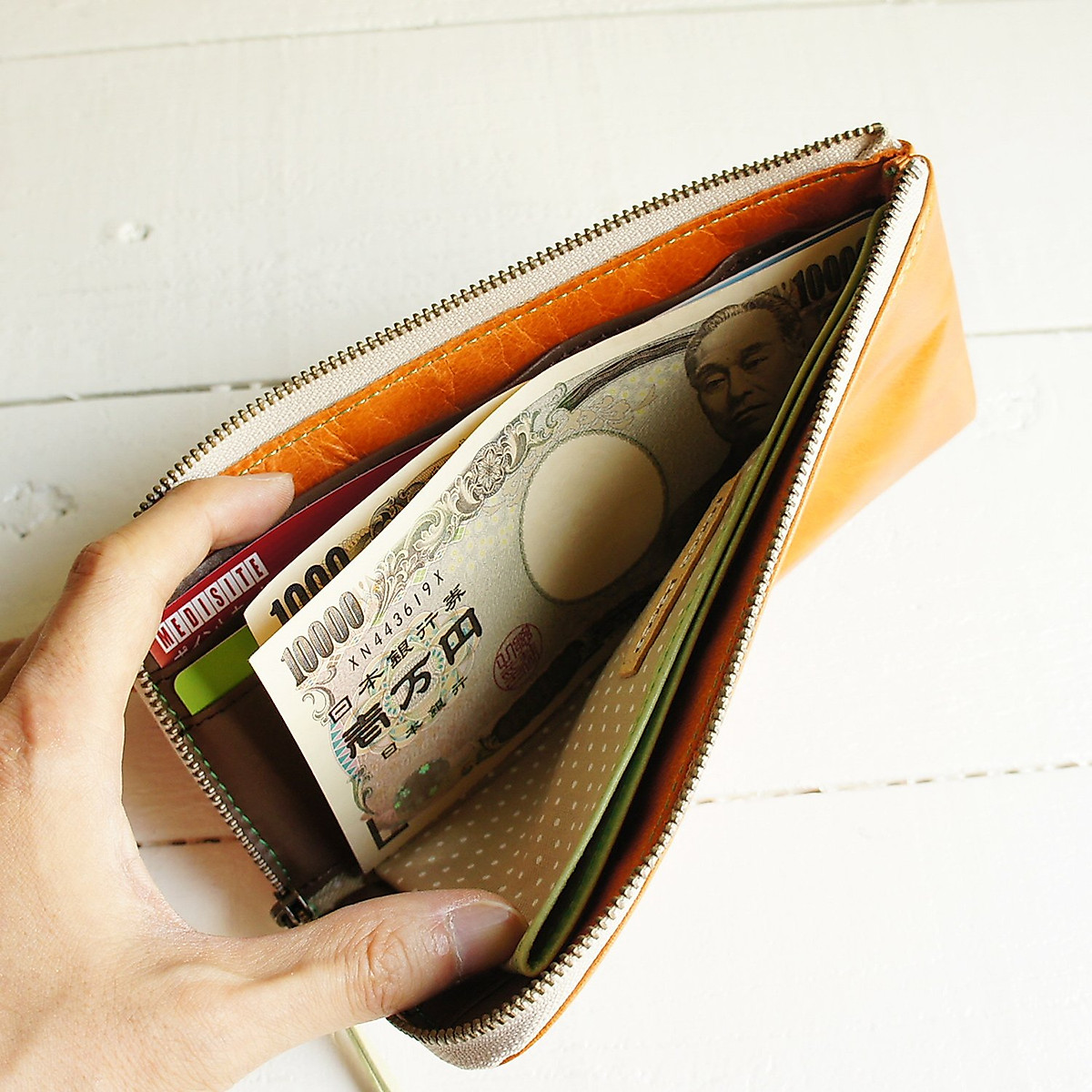 Women's Wallet, Horse Leather, Made in Japan (red)