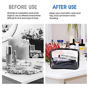 WLLHYF Clear Toiletry Bag 3 Pack Portable Waterproof Travel Makeup Cosmetic Bag Clear Bags Set with Zipper Handle Multipurpose Large Bag Airport Airline Compliant Bag for Women Men (Black)