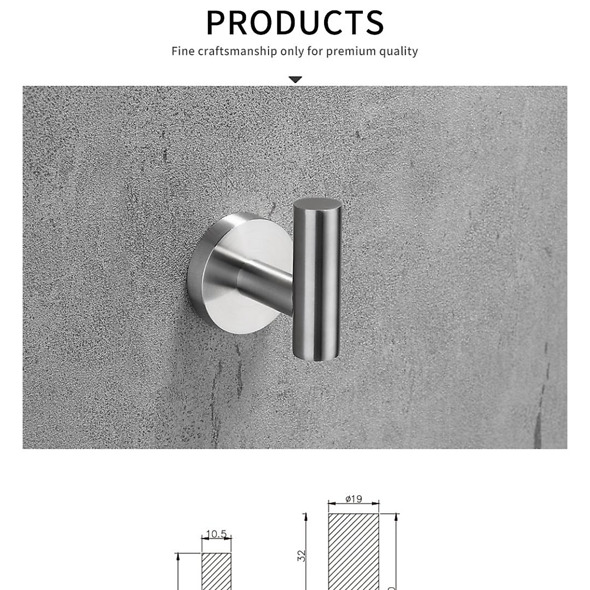 Bathroom Hardware Set Accessories Kit Brushed Stainless Steel Round Wall Rack Hand Bar Toilet Roll Paper Holder Robe Towel Hook,BG,Towel bar,60cm