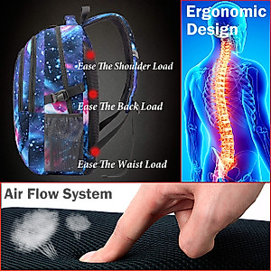 ProEtrade Extra Large Backpack Bookbag for College Travel Laptop Business Hiking Backpack Fit Laptop Up to 17 Inch Sturdy Multi Compartment Gifts for Men Women Night Light Reflective (Light Galaxy)